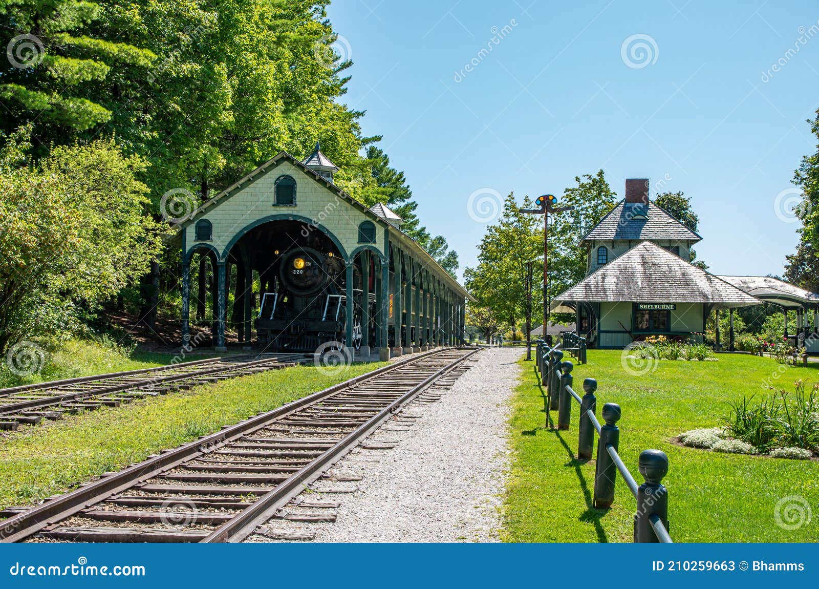 Old Train Station and Steam Engine Stock Image - Image of station ...
