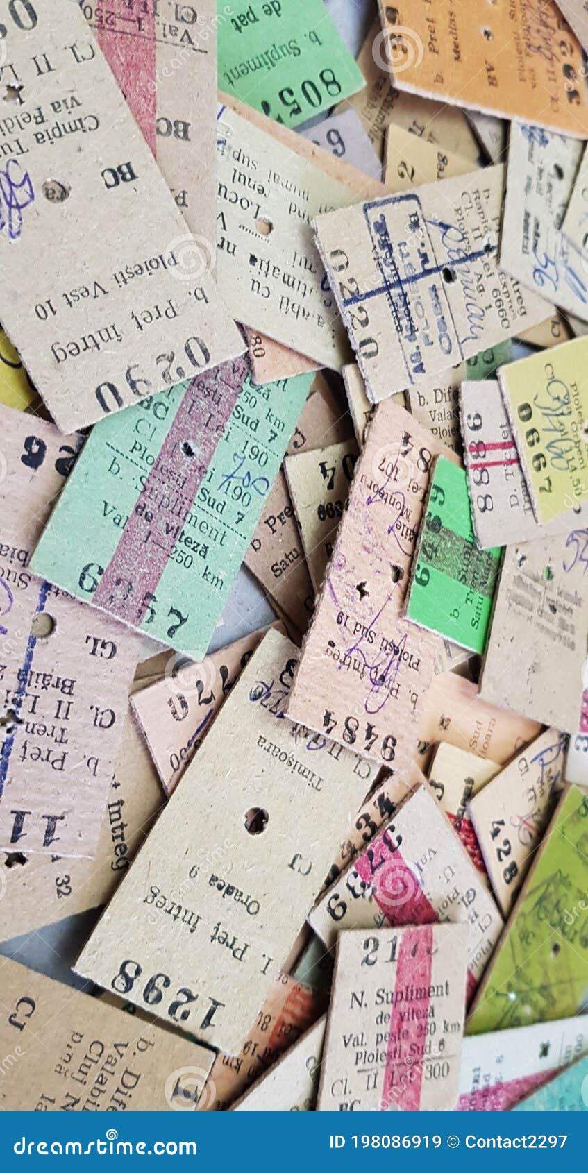 Old Train Tickets Used on Fast and Express Trains from Romania Stock ...