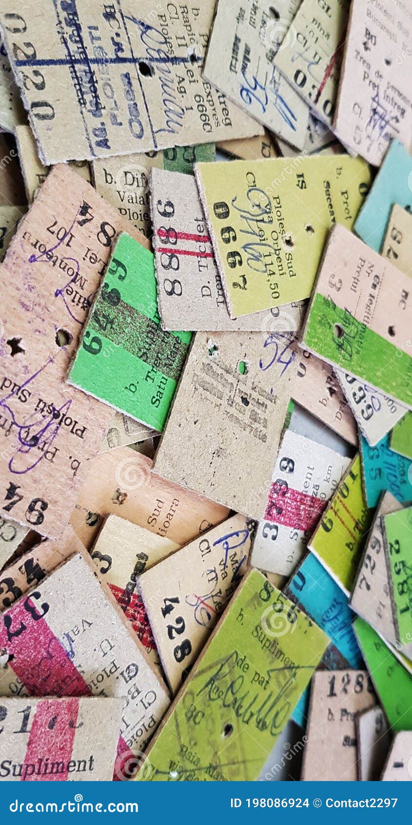 Old Train Tickets Used on Fast and Express Trains from Romania Stock ...