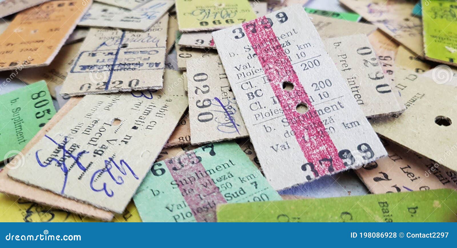 Old Train Tickets Used on Fast and Express Trains from Romania Stock ...