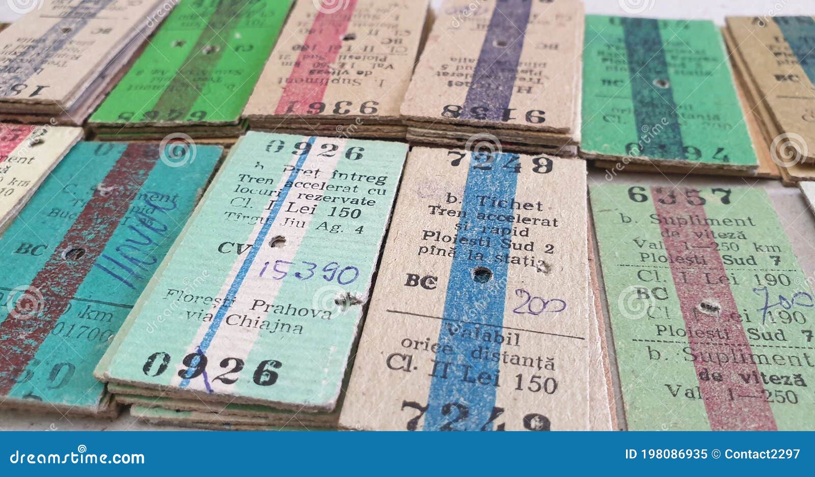 Old Train Tickets Used on Fast and Express Trains from Romania Stock ...