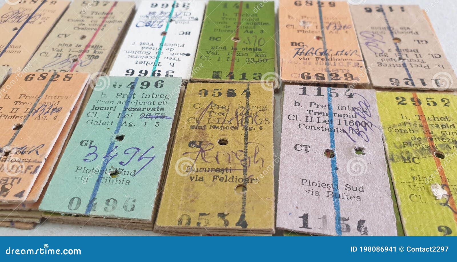 Old Train Tickets Used on Fast and Express Trains from Romania Stock ...