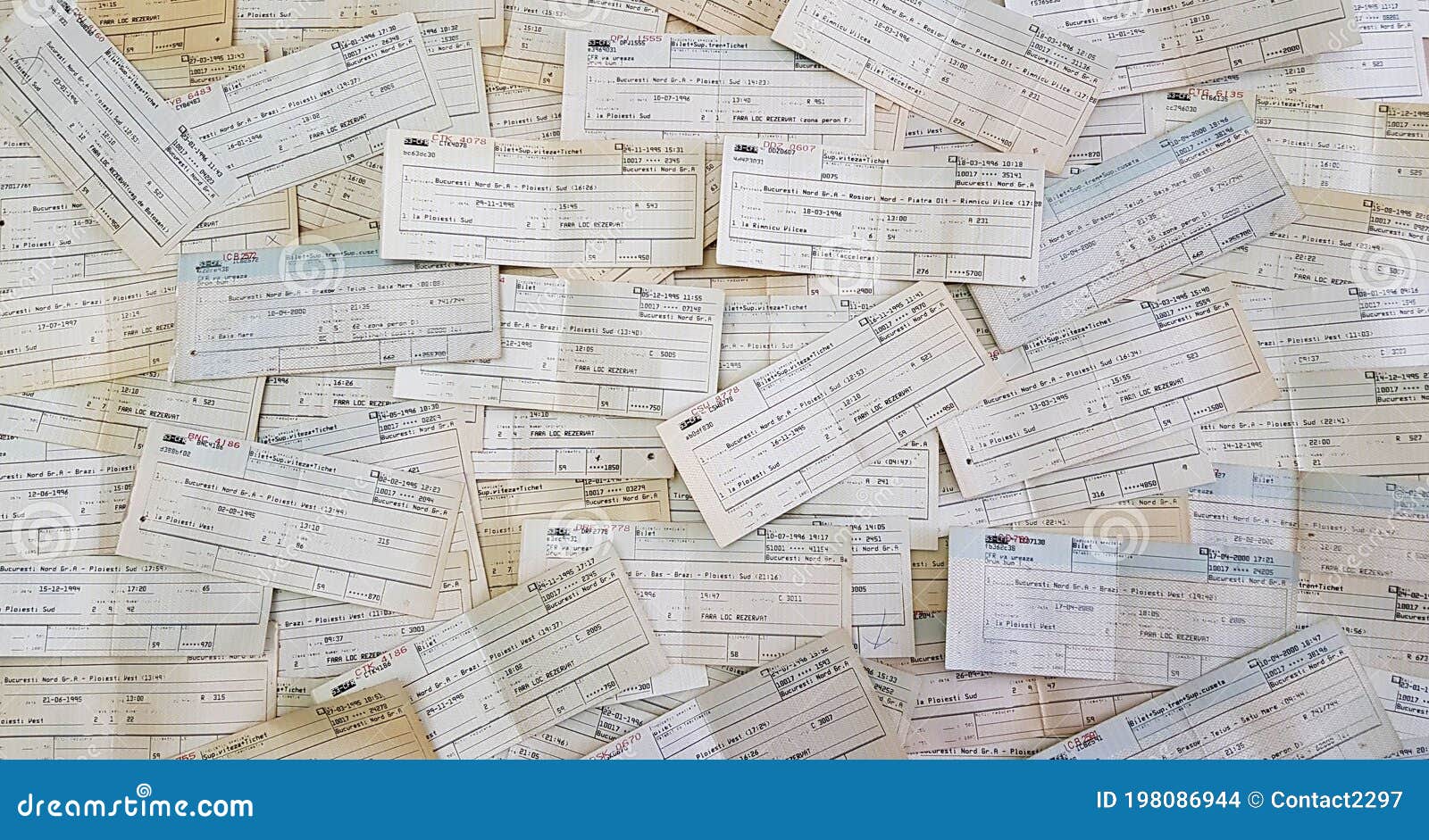 Old Train Tickets Used on Fast and Express Trains from Romania Stock ...