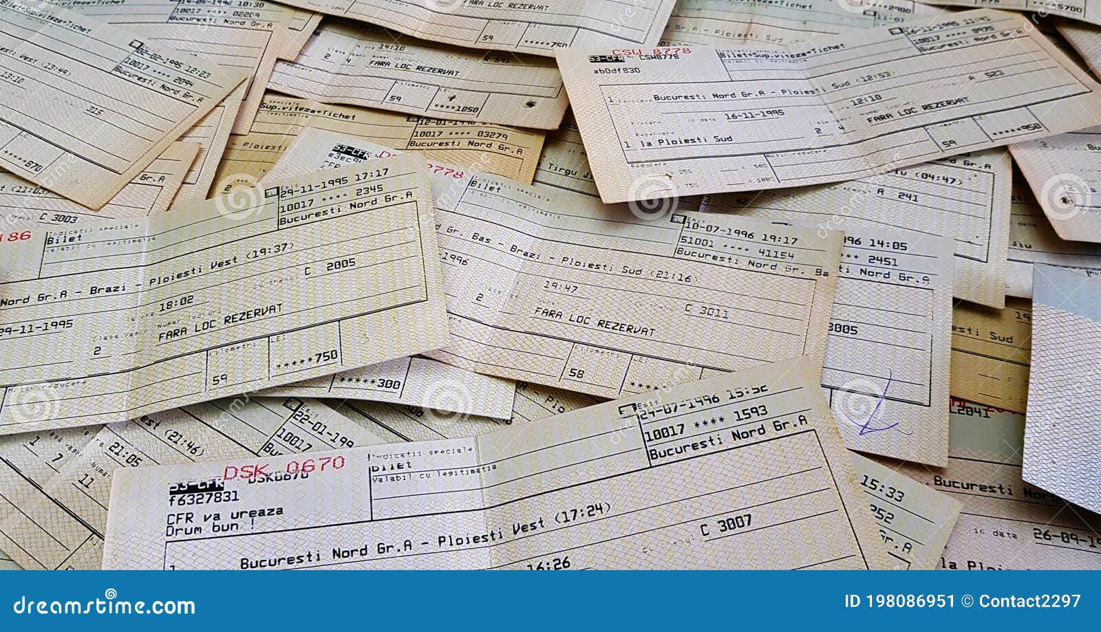 Old Train Tickets Used on Fast and Express Trains from Romania Stock ...