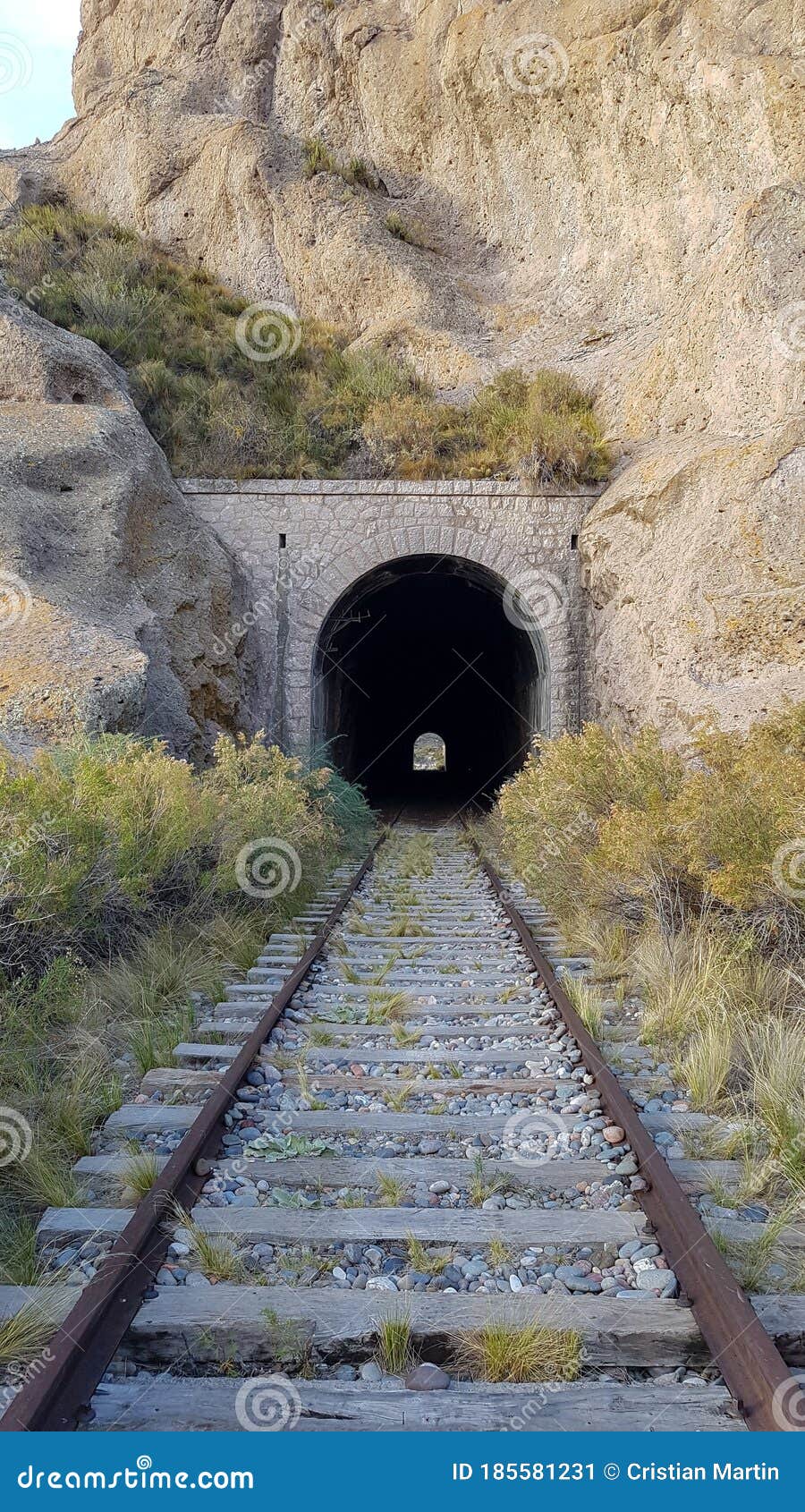 Old Train Tunnel with Railway in a Mountain Stock Image - Image of ...