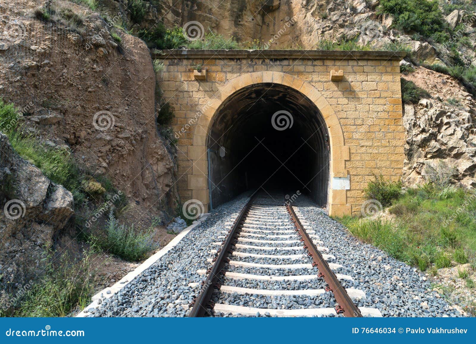 Old Train Tunnel with Railway Stock Photo - Image of spain, direction ...