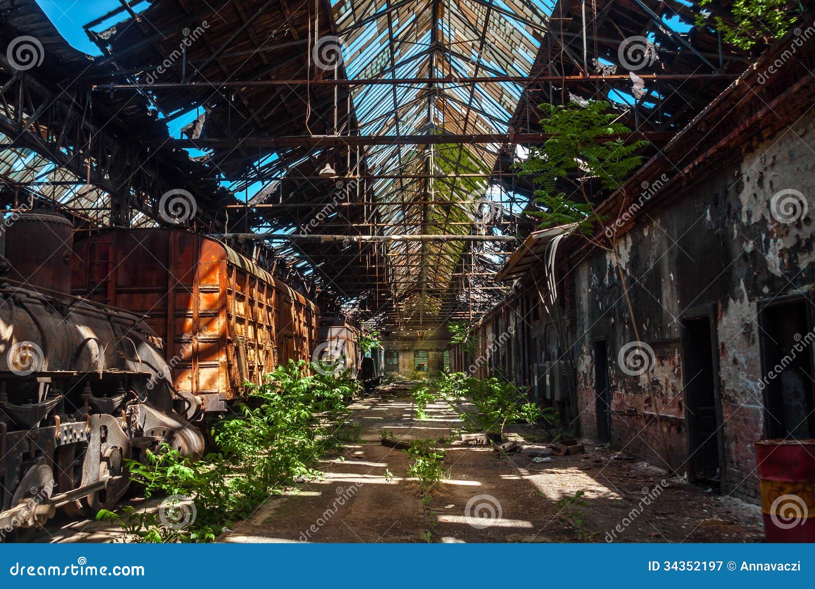 Old Trains at Abandoned Train Depot Stock Image - Image of cargo, depot ...