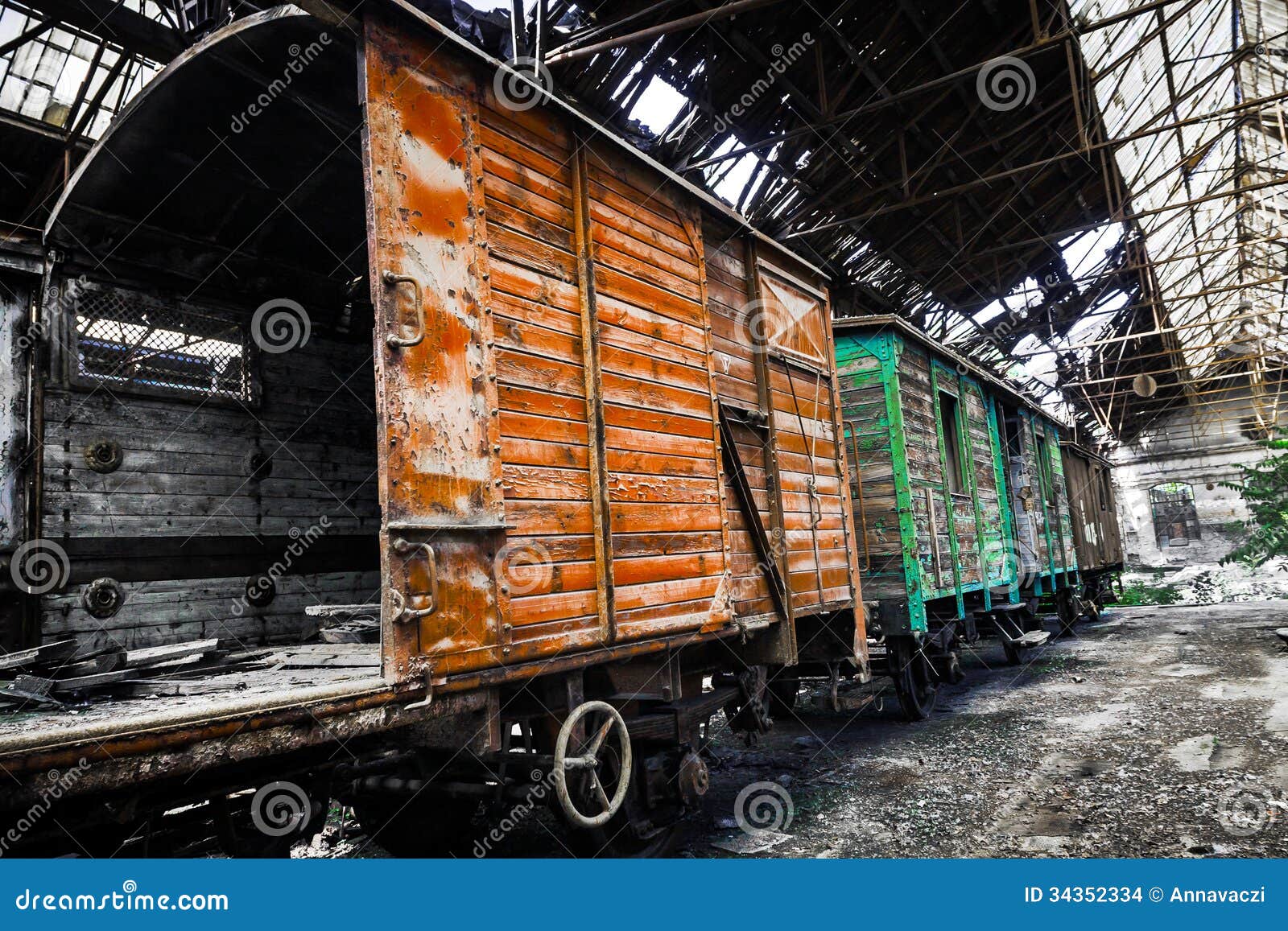 Old Trains at Abandoned Train Depot Stock Photo - Image of factory ...