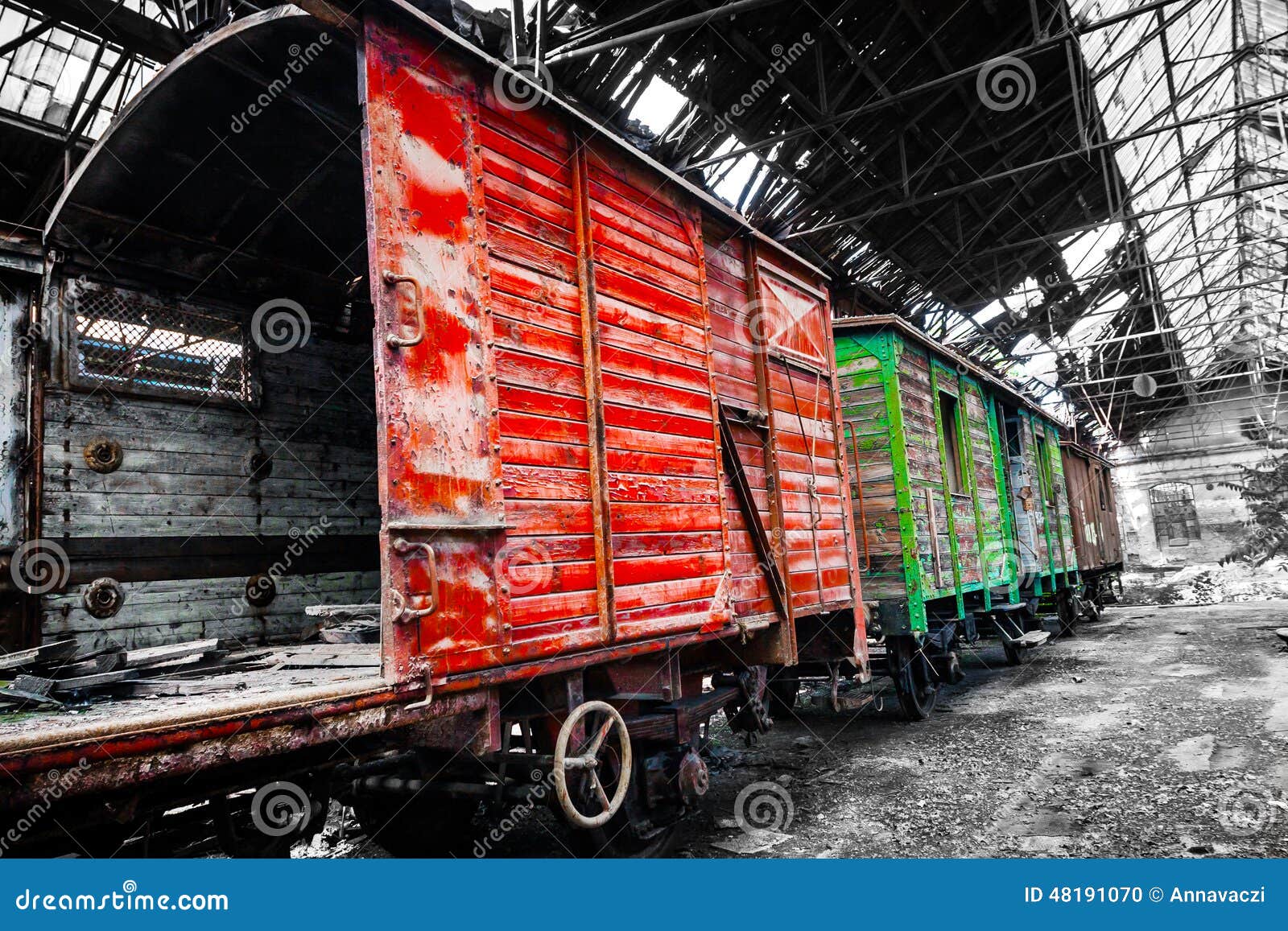 Old Trains at Abandoned Train Depot Stock Photo - Image of iron, cargo ...