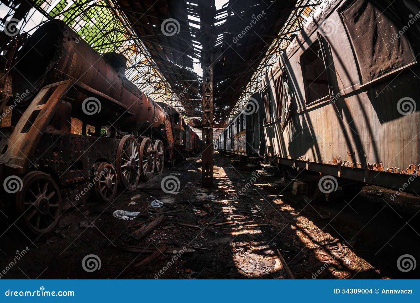 Old Trains at Abandoned Train Depot Stock Photo - Image of steel, rusty ...