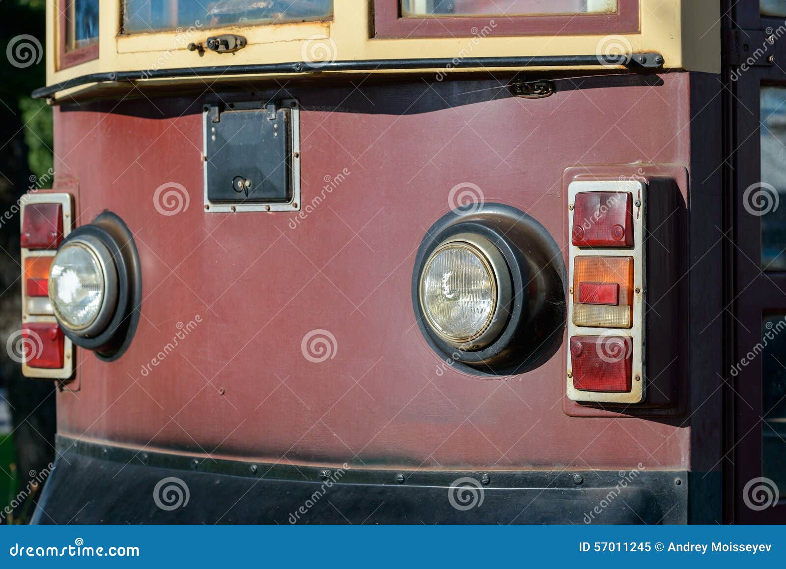 Old tram. Front view stock image. Image of tramway, view - 57011245