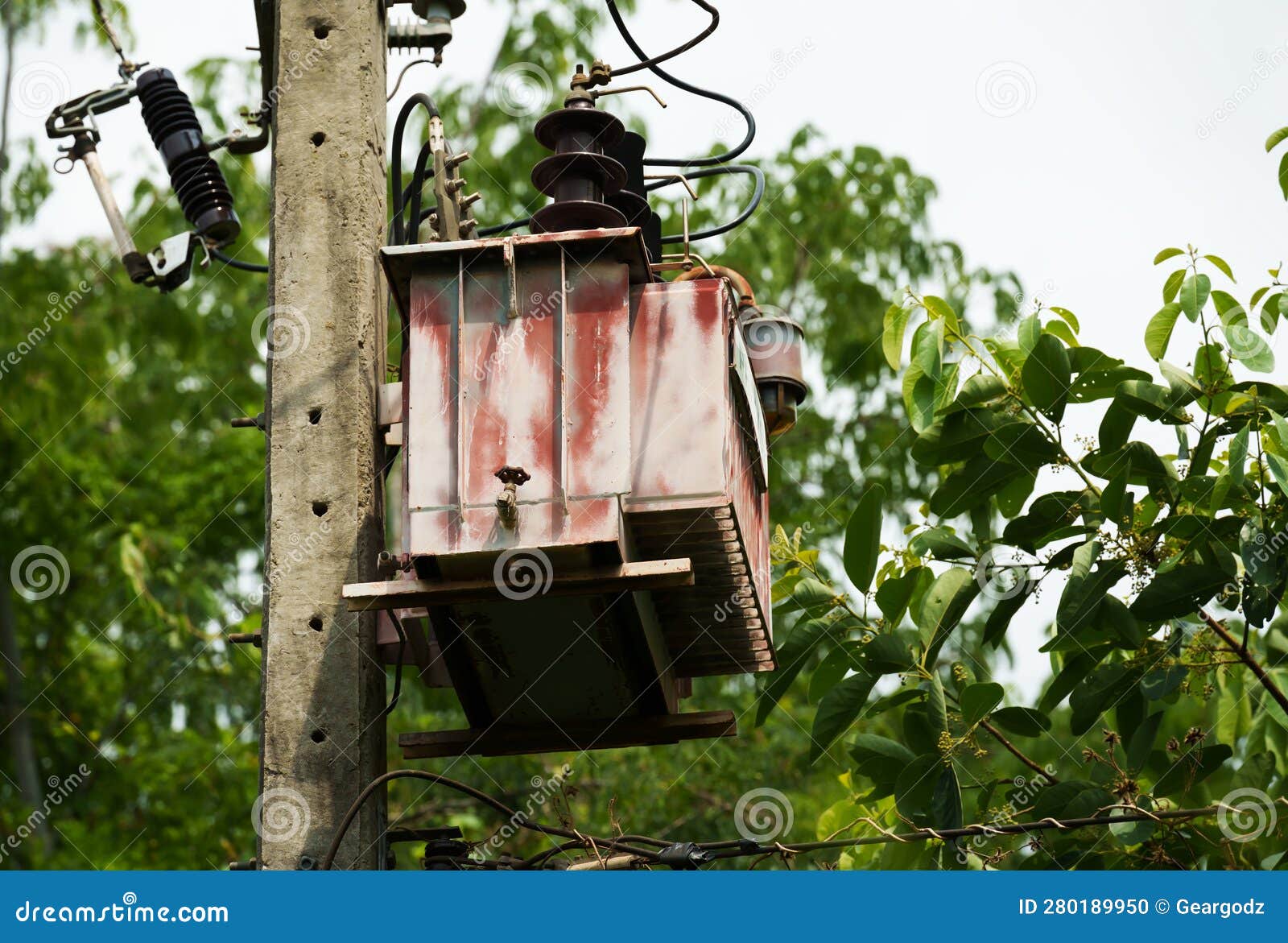 Old Transformer with Electric Pole Stock Photo - Image of electrical ...