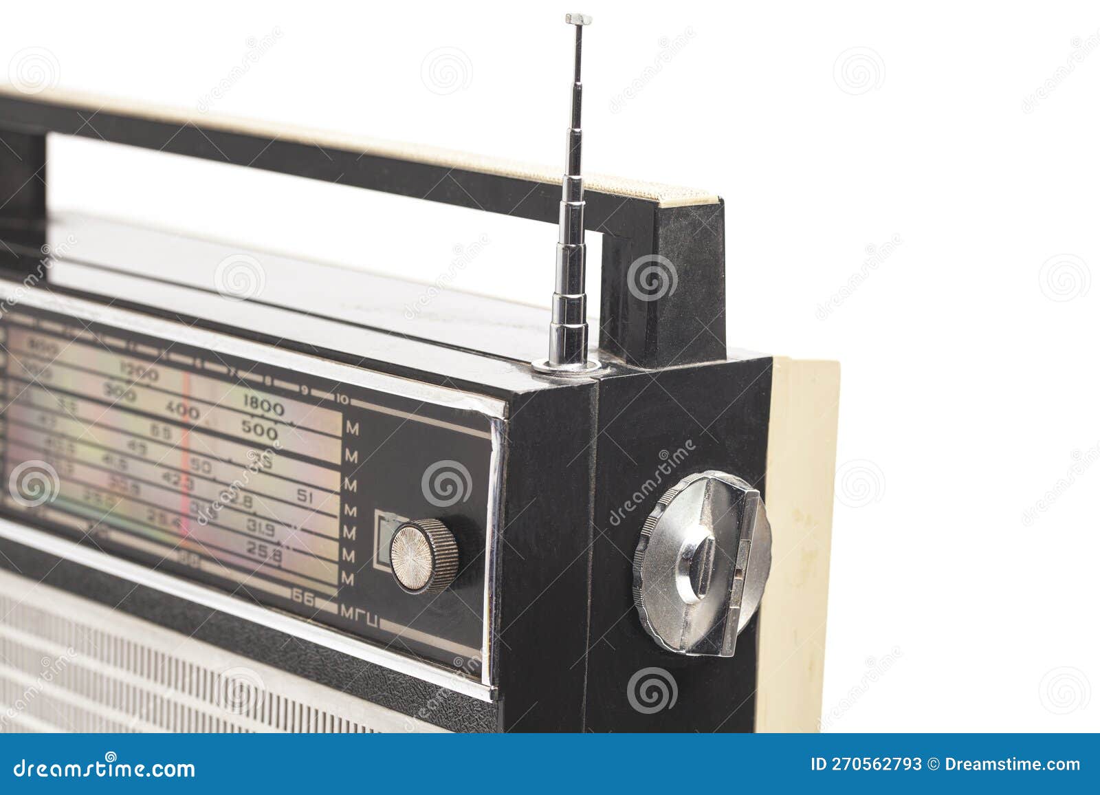 Old Transistor Radio Isolated on White Stock Image - Image of media ...