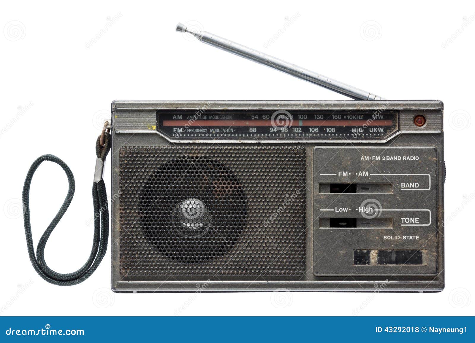 Old Transistor Radio Isolated on White Background. Stock Photo - Image ...