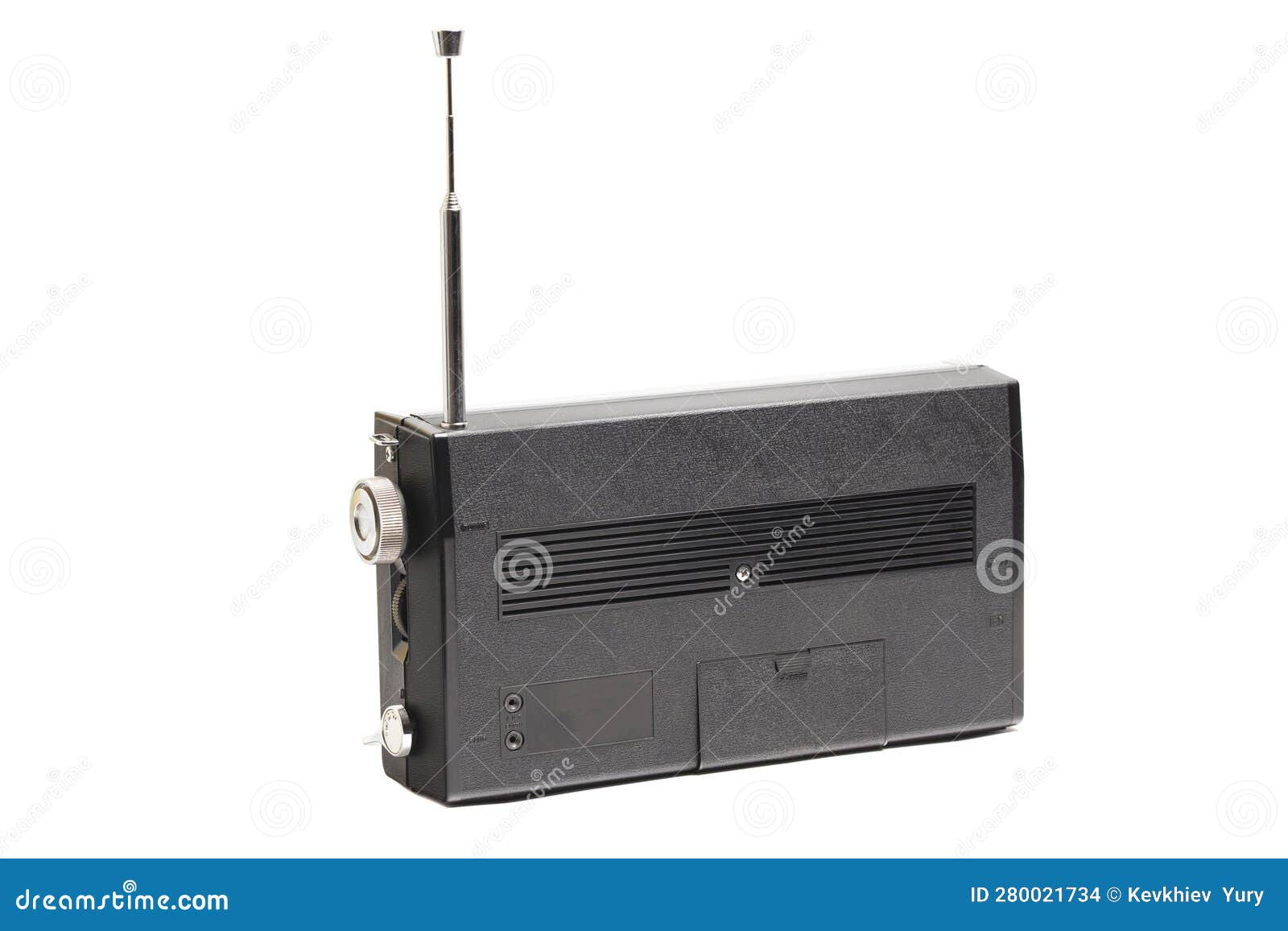 Old Transistor Radio Isolated on White Rear View. Stock Photo - Image ...