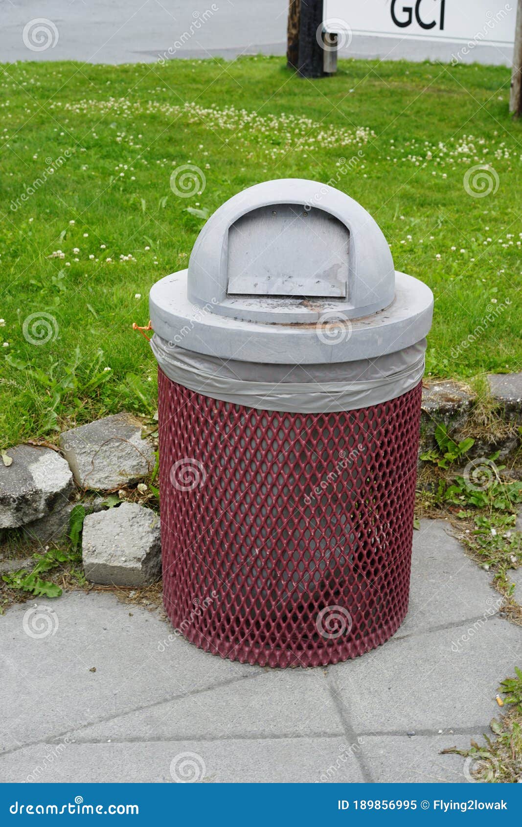 Old trash can in the park stock image. Image of business - 189856995