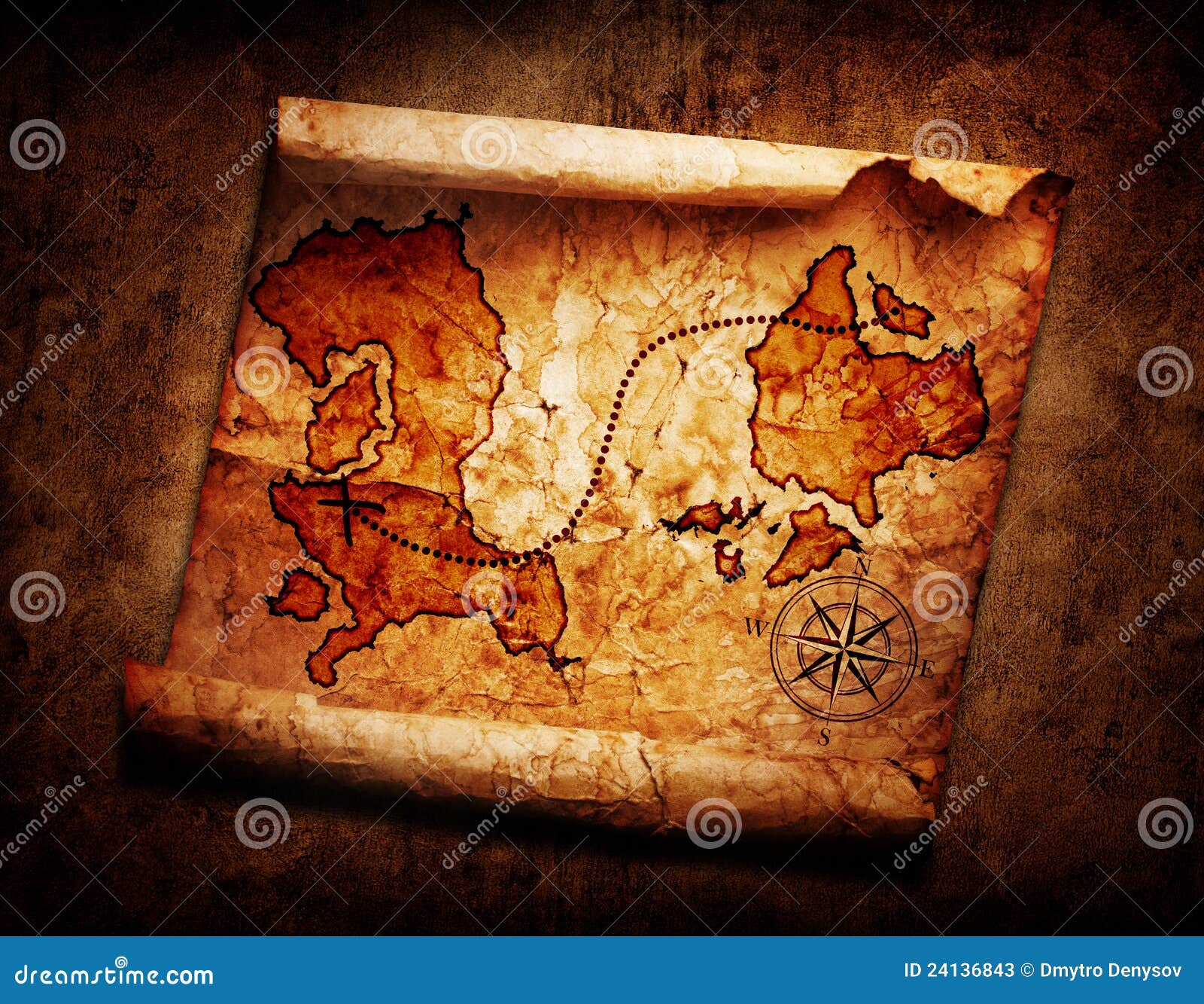 Old treasure map stock image. Image of scroll, pirates - 24136843