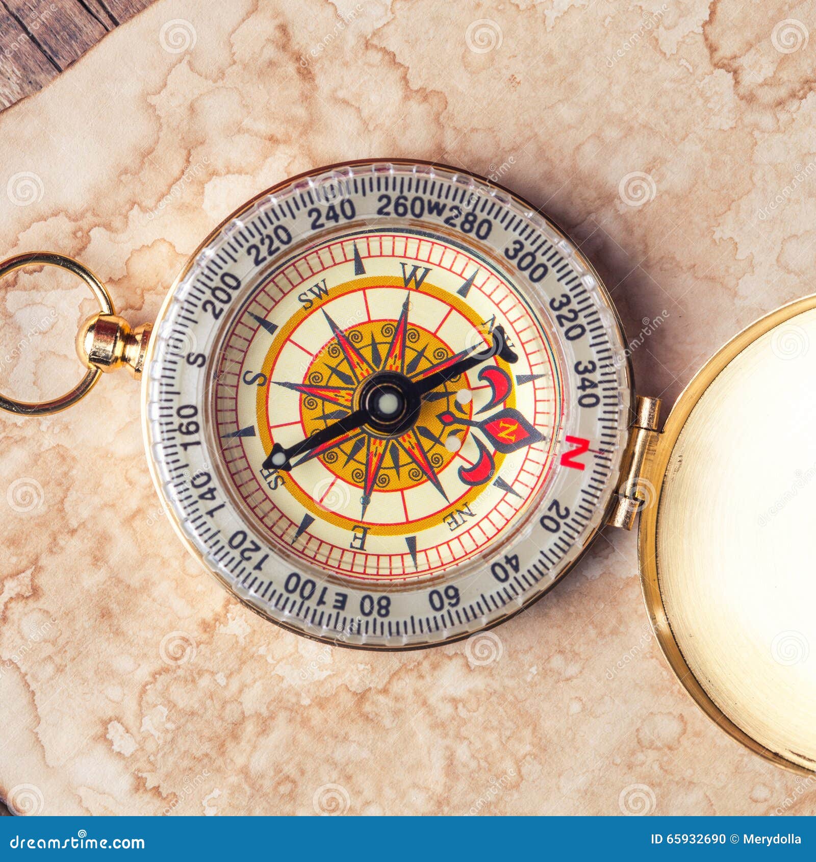 Old Treasure Map with Compass Stock Photo - Image of antique, navigate ...