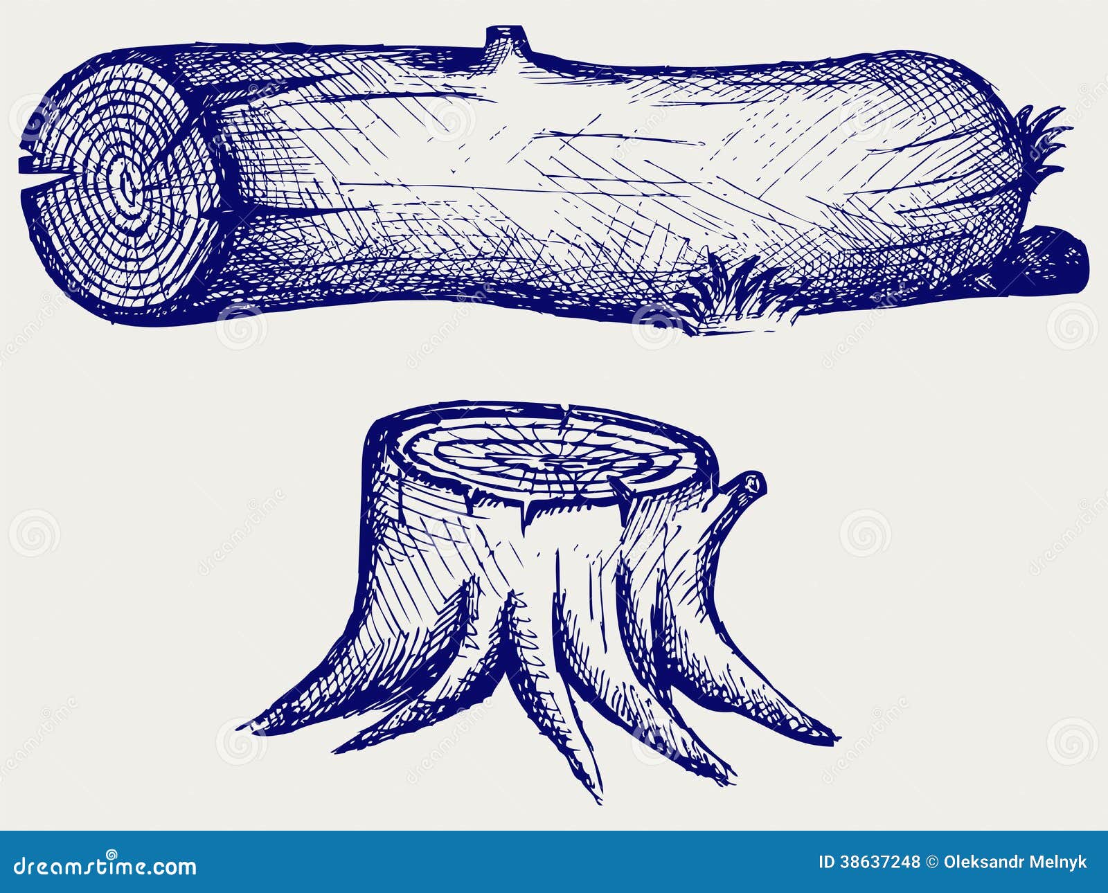 Old tree stump and log stock vector. Illustration of scratchy - 38637248