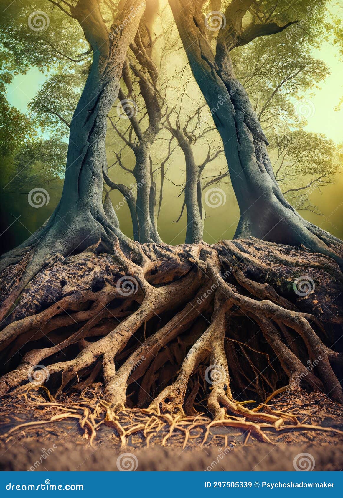 Old Trees Underground View of the Roots Joining Together. Marvelous ...