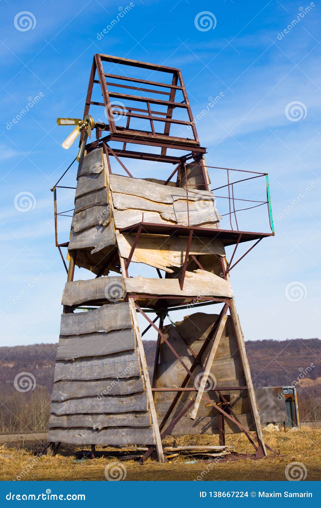 Old Triangular Metal Structure Upholstered Wooden Board Stands in ...