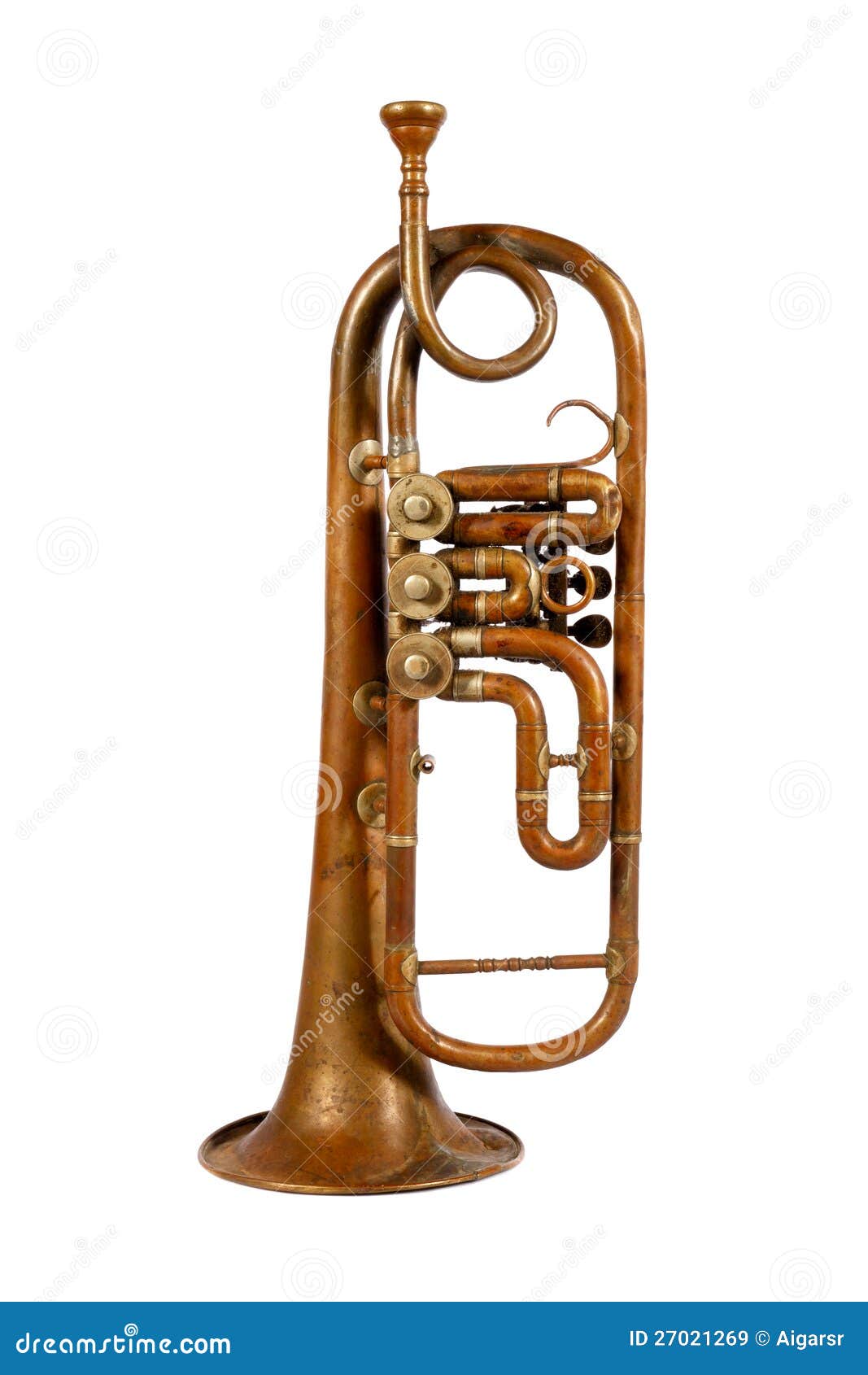 Old trumpet stock image. Image of isolated, classic, white - 27021269