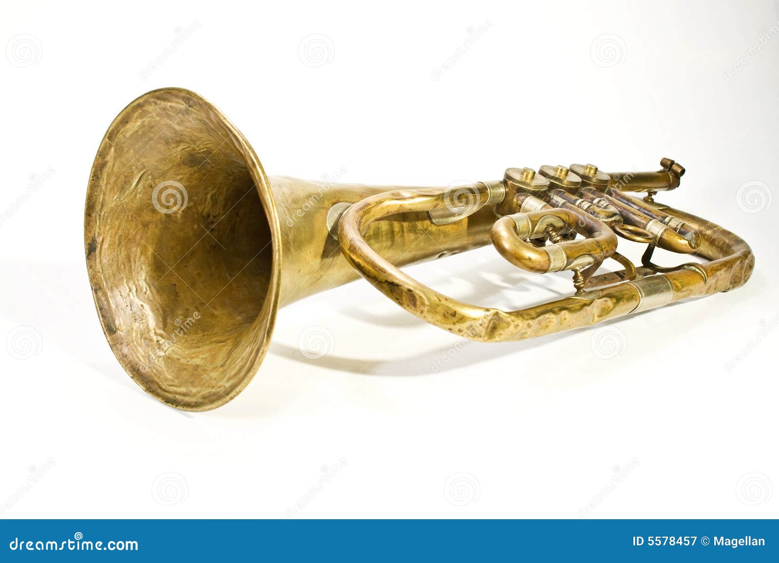 Old trumpet stock image. Image of retro, music, white - 5578457