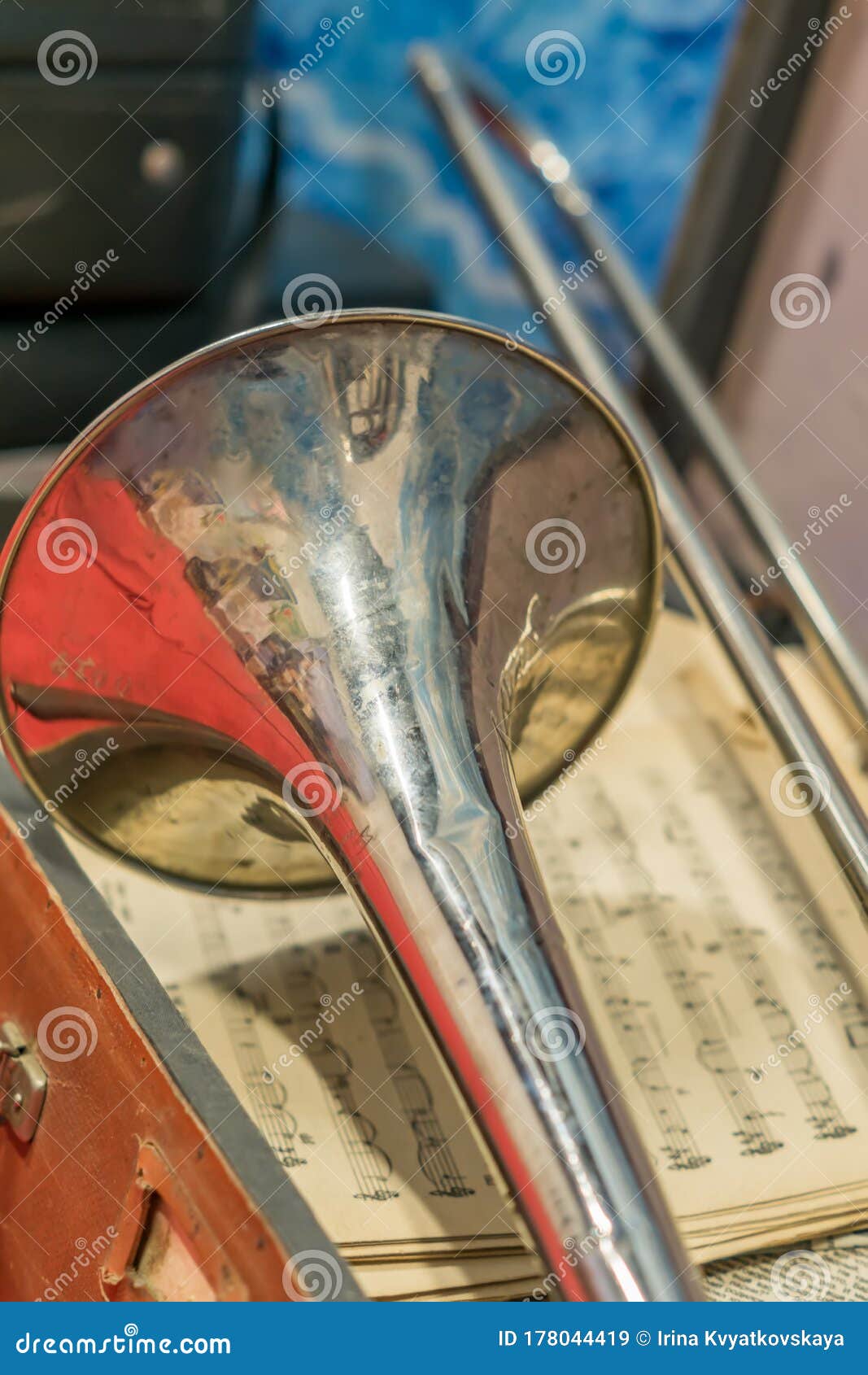 Old trumpet closeup stock image. Image of musical, valve - 178044419