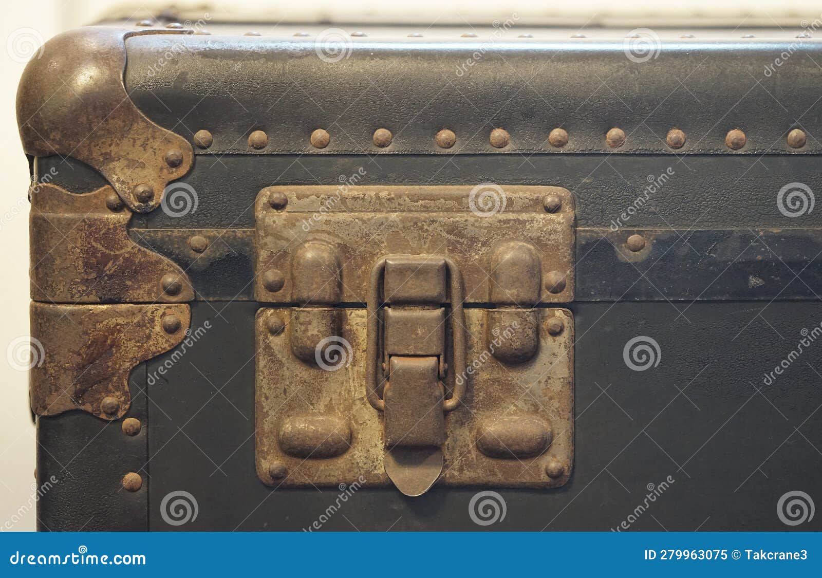 Old trunk stock image. Image of carving, metal, iron - 279963075