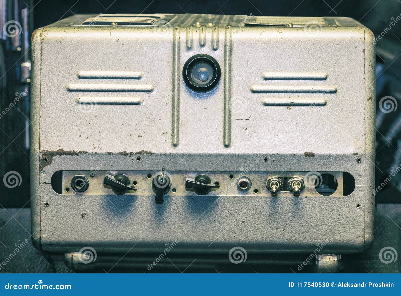 Old Tube Amplifier in Metallic Case Stock Photo - Image of amplifier ...
