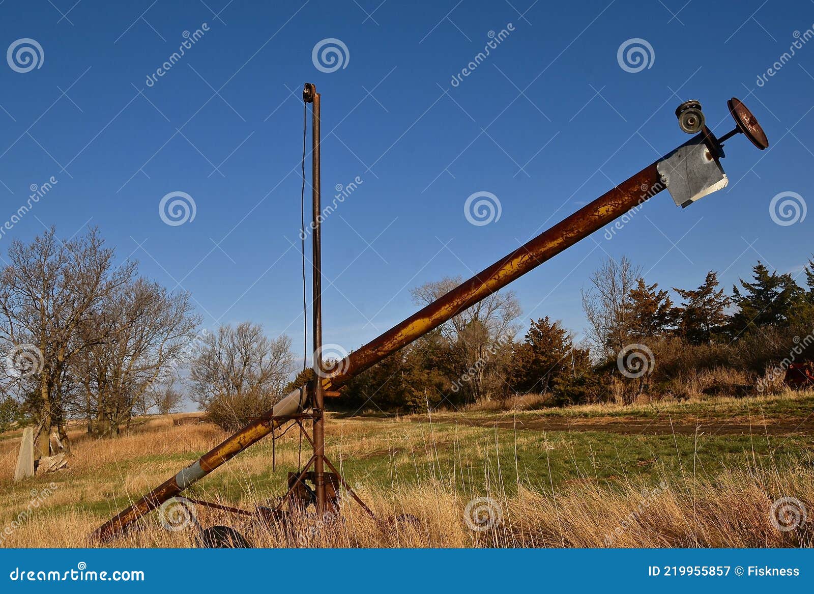 Old Tube Grain Elevator Abandoned on a Farm Stock Image - Image of ...