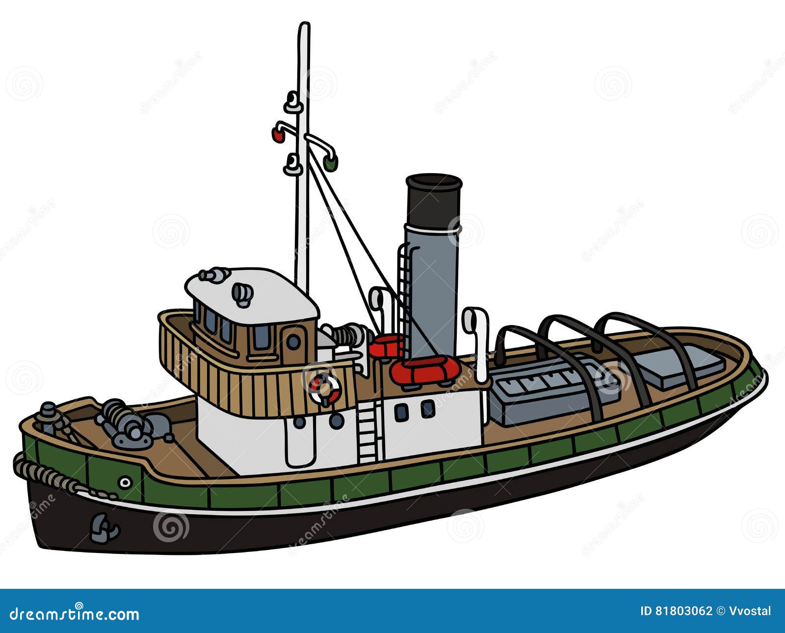 Old tugboat stock vector. Illustration of ship, motor - 81803062