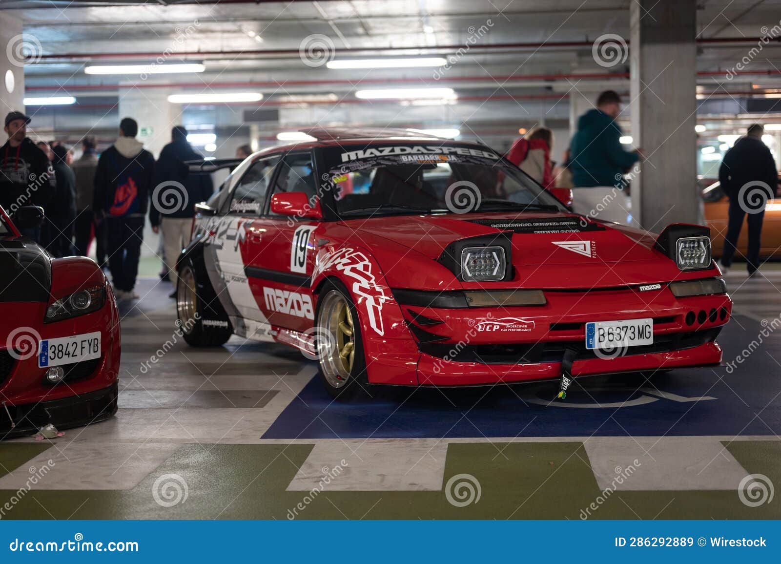 Old Tuned Red Mazda 323f BG 1989 with Spoiler and Widening Kit ...
