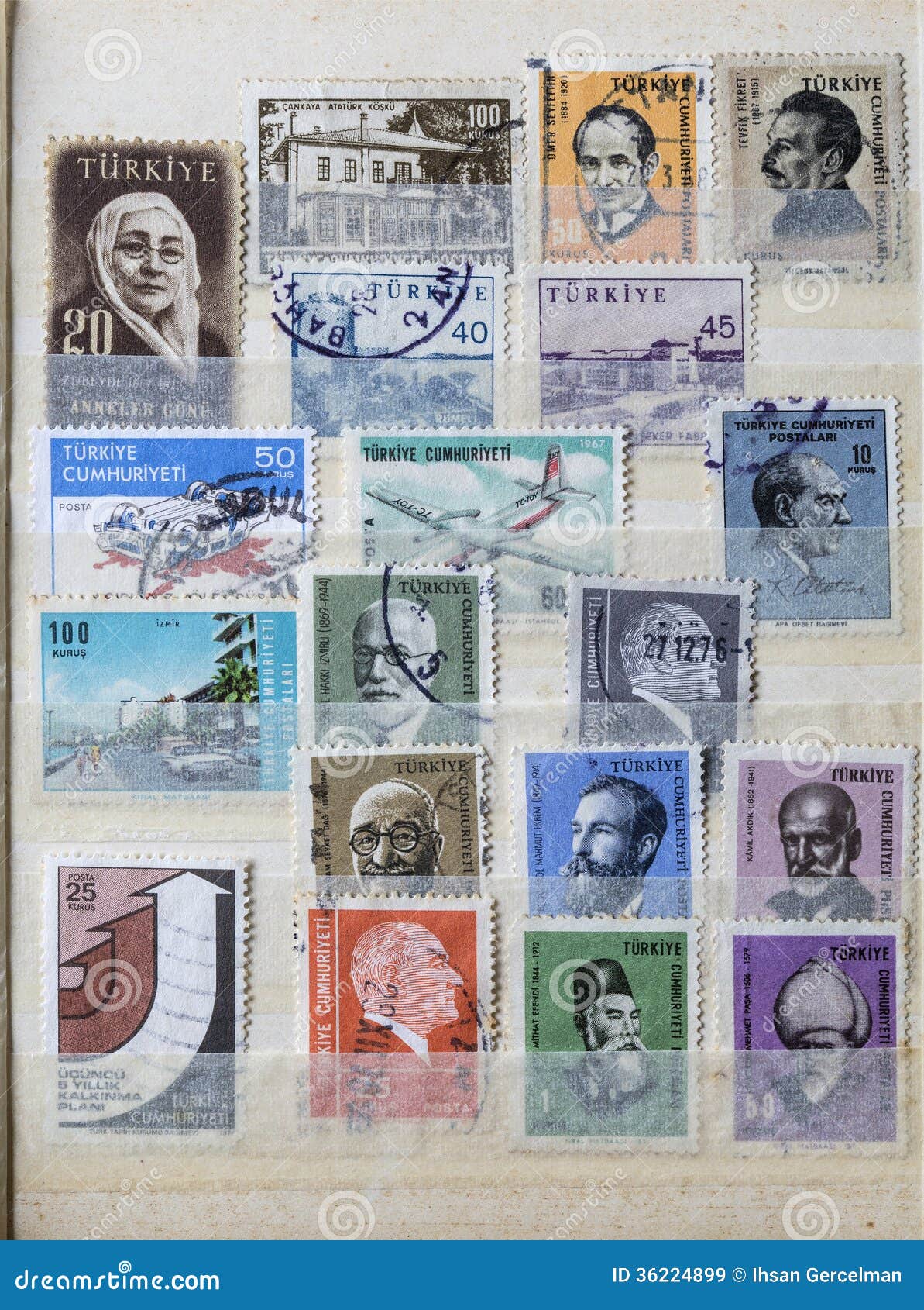 Old Turkish Postage Stamps editorial stock image. Image of stamp - 36224899