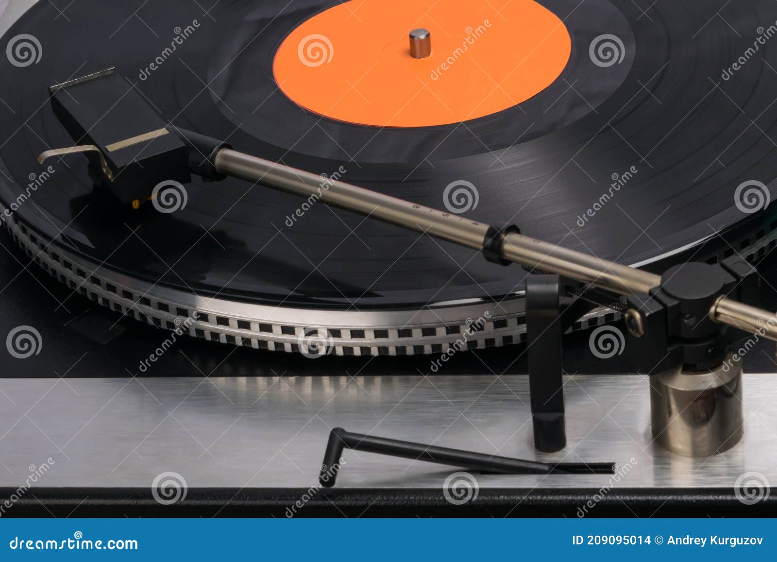 Old Turntable for Musical Vinyl Records Side View Close-up Stock Photo ...