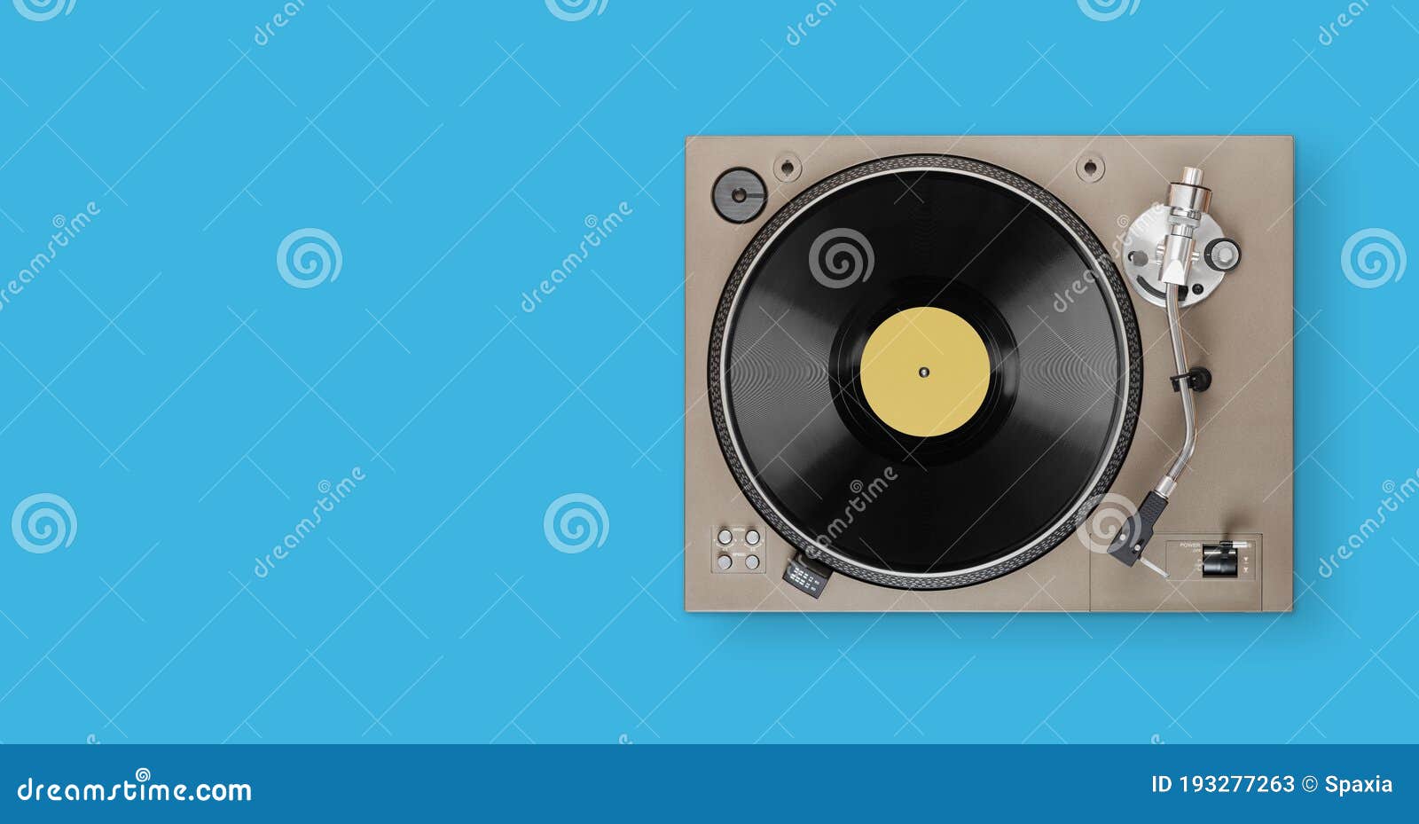 Old Turntable Player with Lp Vinyl Record Top View Stock Image - Image ...