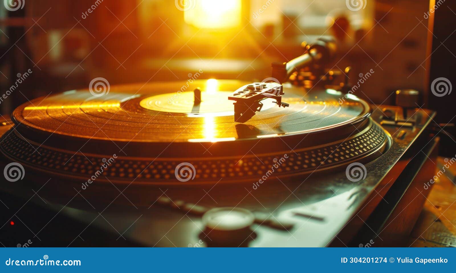 An Old Turntable is Shown with the Sun Shining on it Stock Photo ...