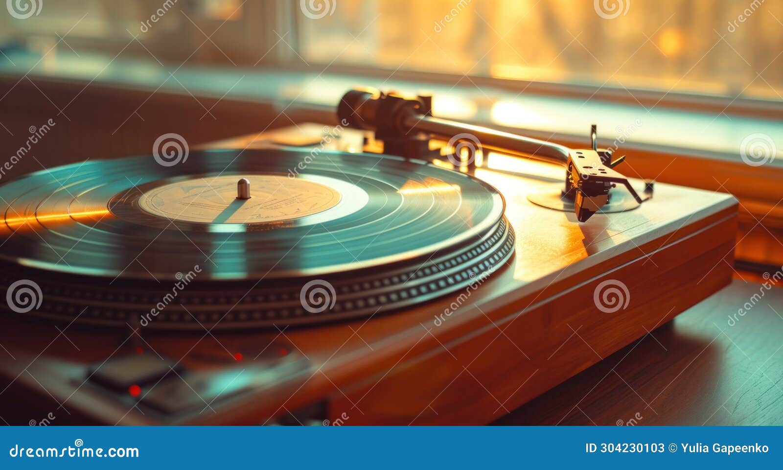 An Old Turntable is Shown with the Sun Shining on it Stock Image ...