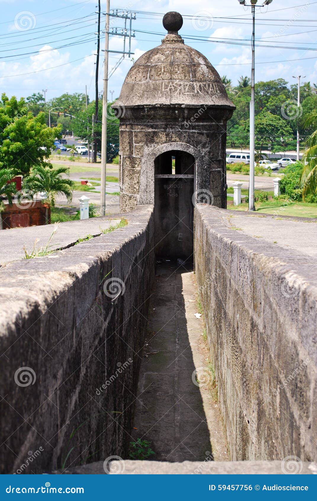 Old Turret on a Fortification Wall Stock Photo - Image of parapet ...