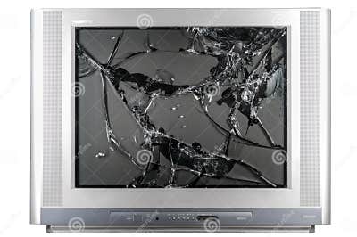 Old TV with broken screen stock photo. Image of ruined - 127605424