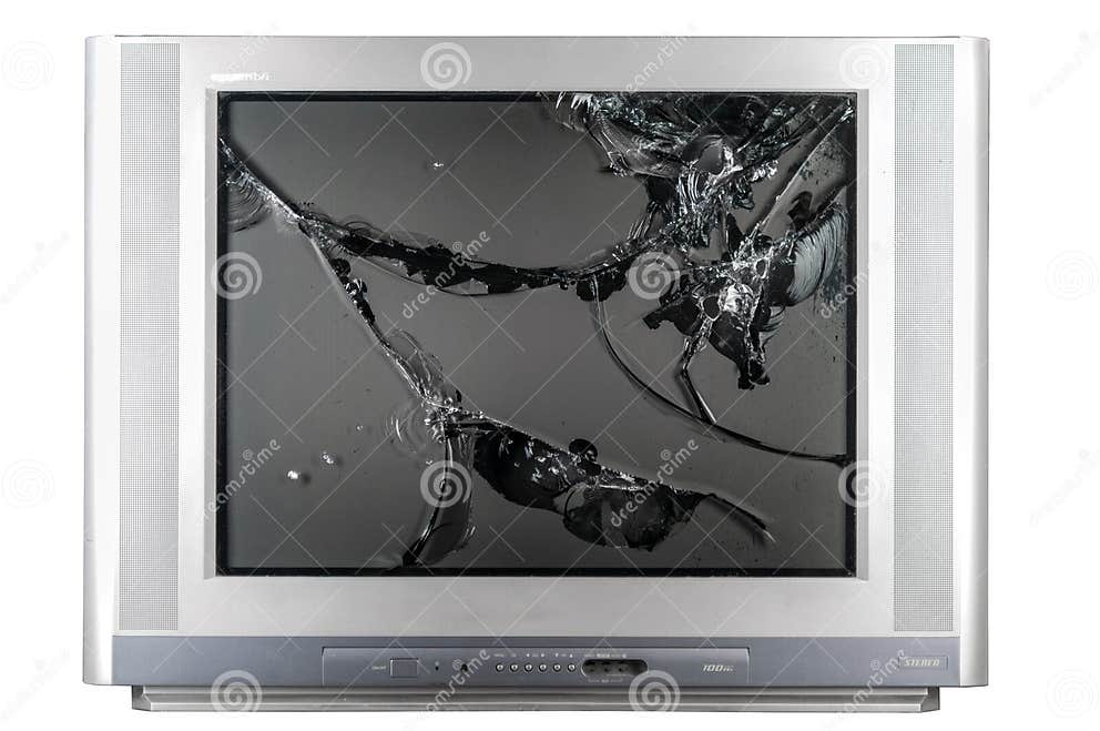 Old TV with broken screen stock photo. Image of broadcasting - 127605430