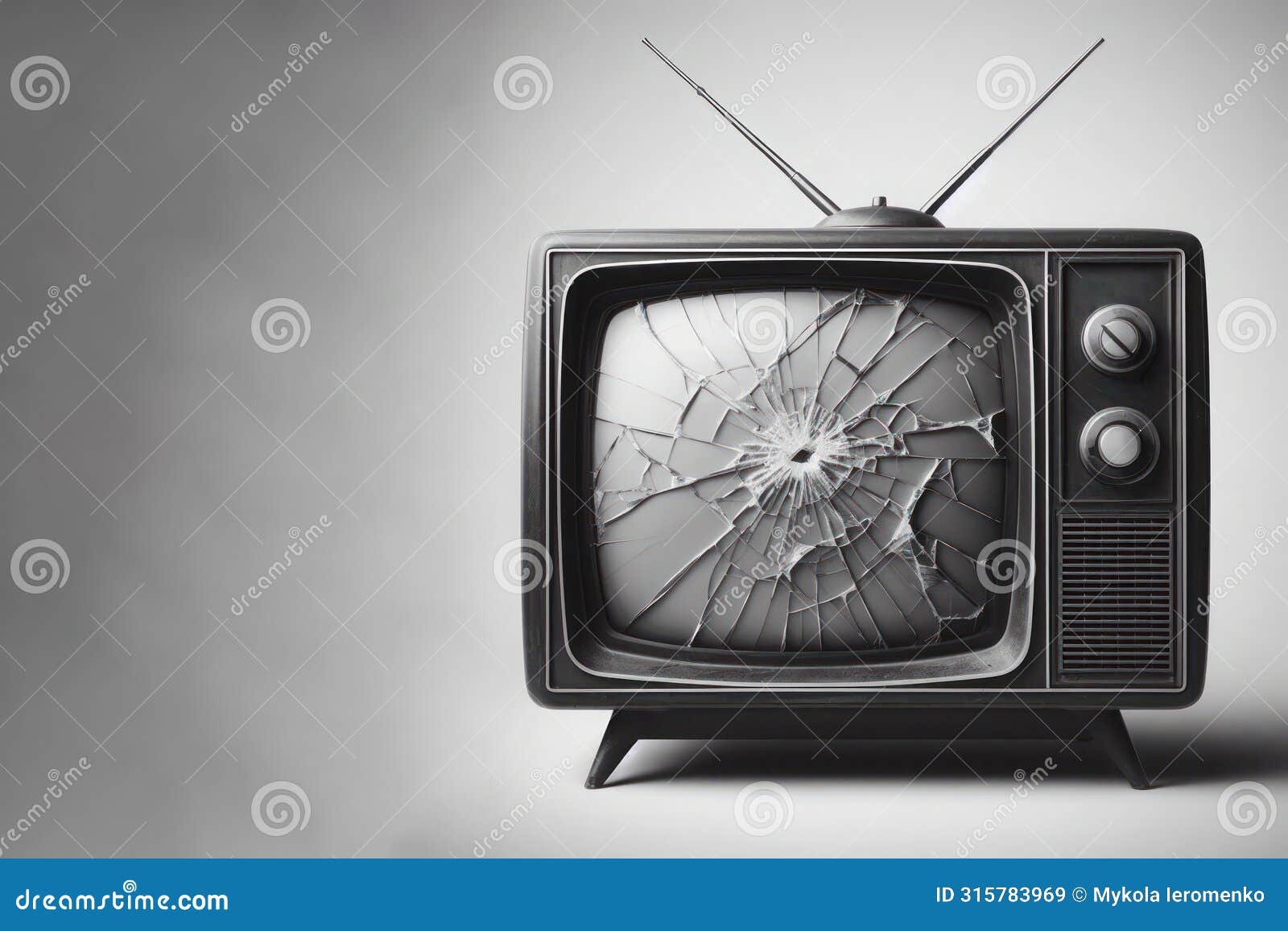 An Old TV with a Broken Screen. Space for Text. Stock Illustration ...