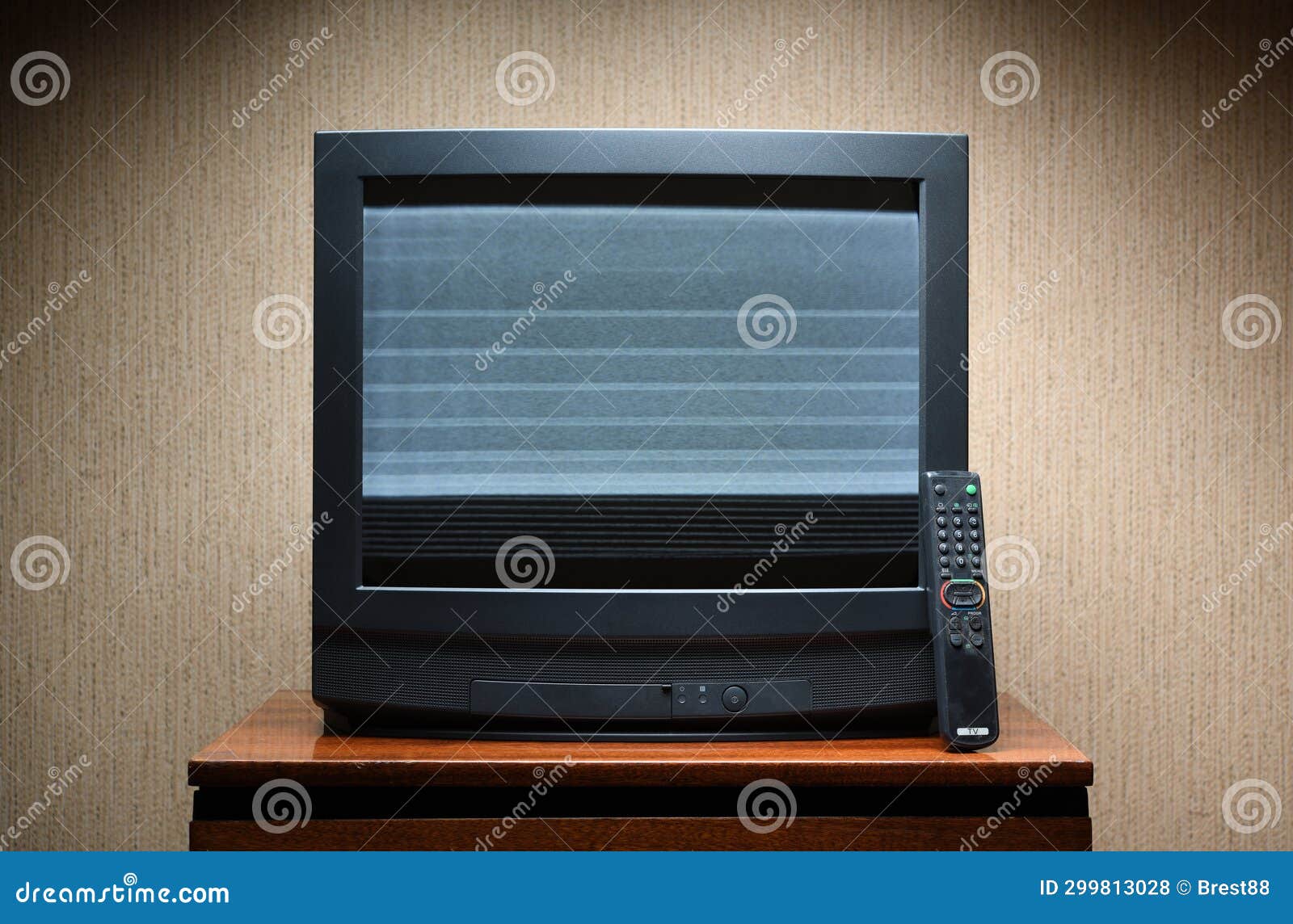 Old TV with Clutter on Screen, Vintage Design in 80s and 90s Style ...