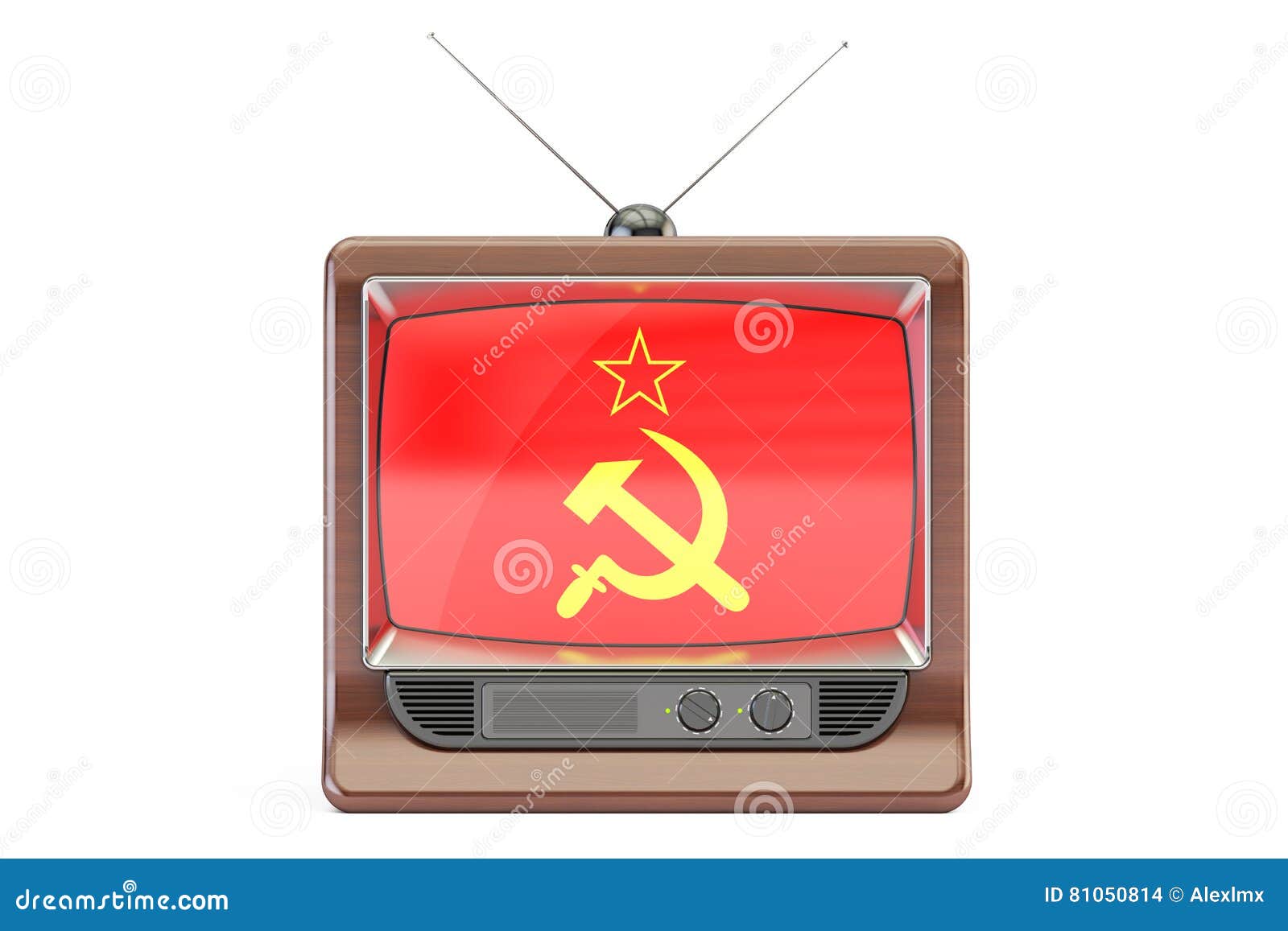 Old Tv with Flag of USSR. Soviet Television Concept, 3D Renderi Stock ...
