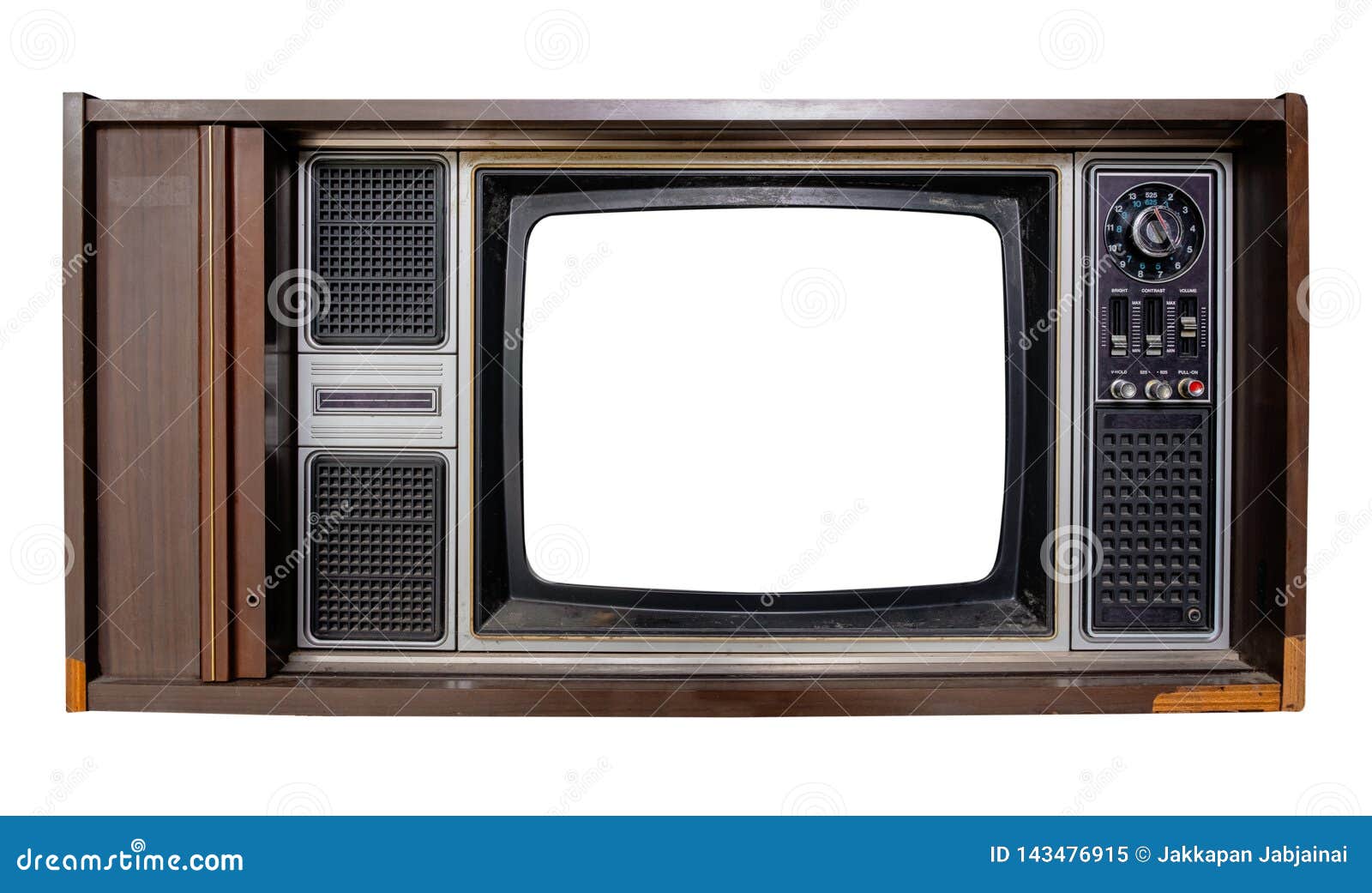 Old TV with Frame Screen Isolate Stock Image - Image of show, analog ...