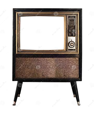 Old TV with Frame Screen Isolate on White with Clipping Path for Object ...