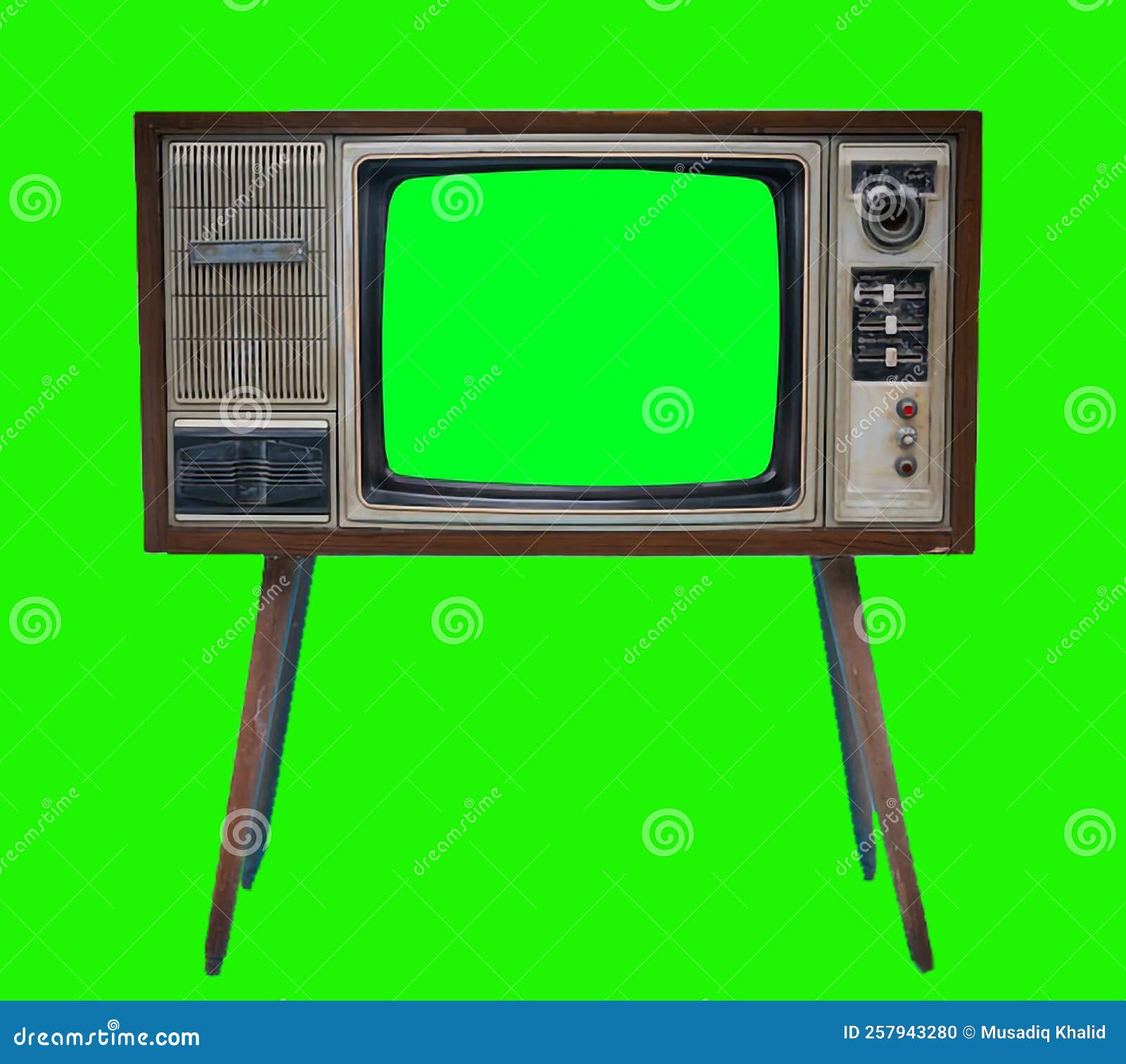 Old tv green screen stock photo. Image of multimedia - 257943280