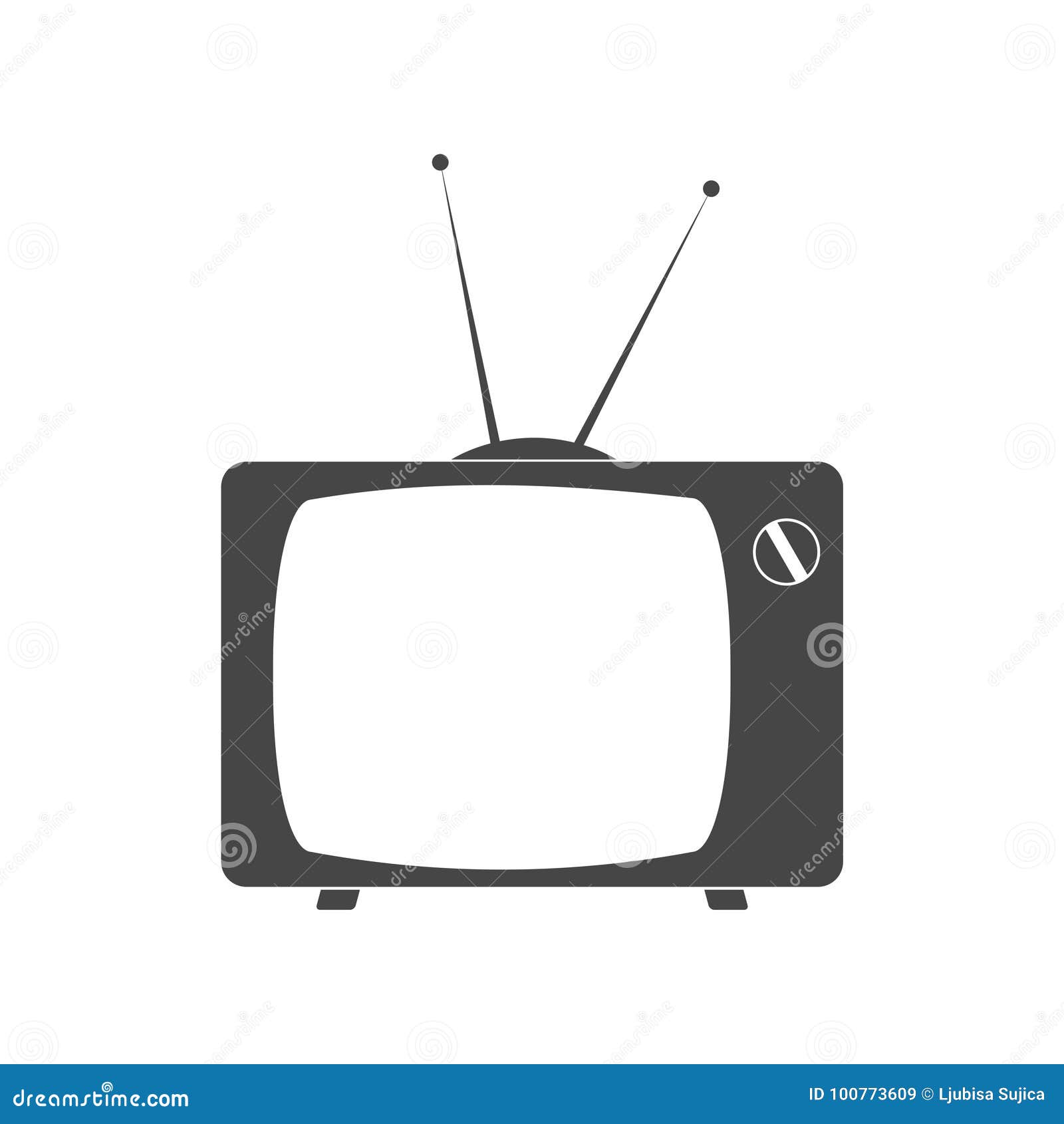 Old TV icon stock vector. Illustration of media, shiny - 100773609