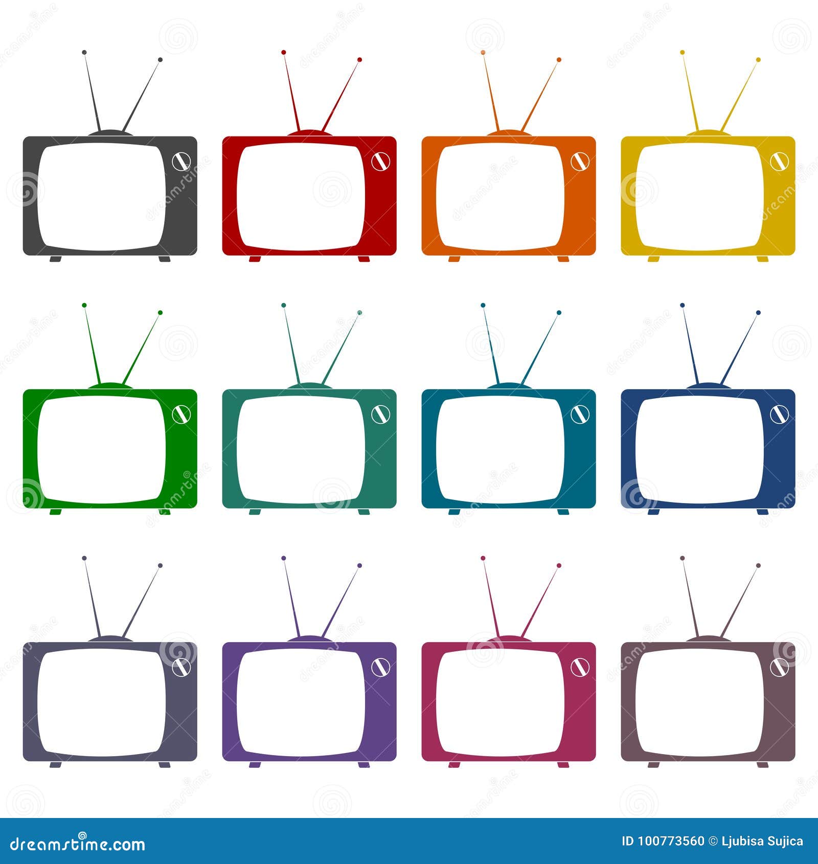 Old TV icons set stock vector. Illustration of channel - 100773560
