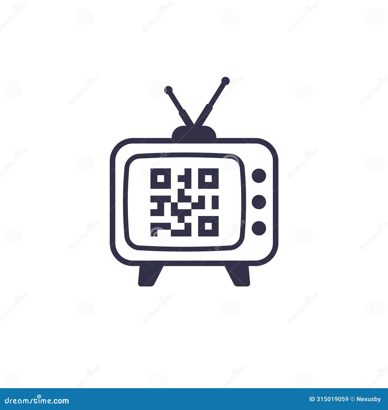 Old Tv and Qr Code Icon on White Stock Vector - Illustration of style ...